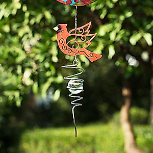 18" Wind Spinner Outdoor Hanging Metal Figurine Spinner for Garden Décor Ornament Lawn Yard Patio,Cardinal