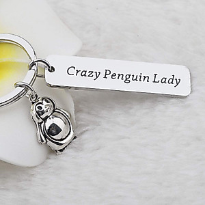 BNQL Crazy Penguin Lady Keychain Gift for Animal Lovers