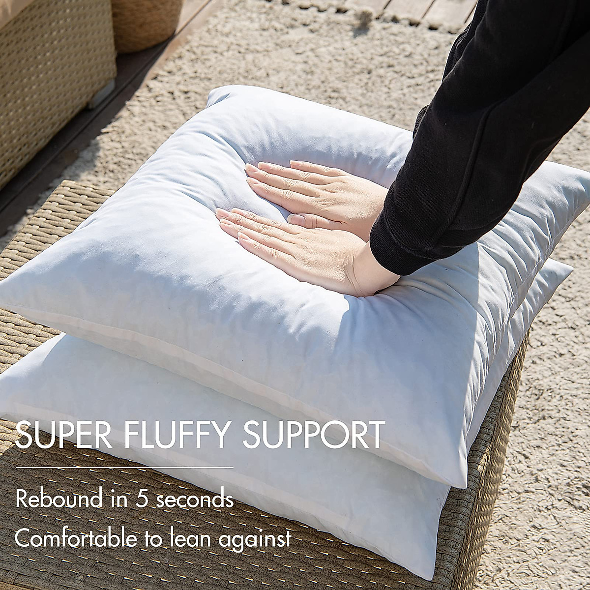 MIULEE 12 x 20 Pillow Inserts - Pack of 4 Water Resistant Shredded Memory Foam Outdoor Pillows - Decorative Premium Pillow Forms Stuffer for Couch Patio Furniture Living Room