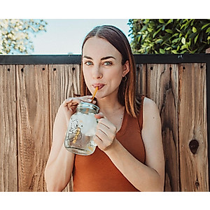 Toynk Winnie the Pooh Sweet as Can Bee 21 Ounce Glass Mason Jar With Lid and Straw