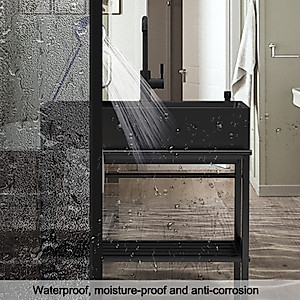 Vardeau Freestanding Stainless Steel Black Utility Sinks,Commercial Kitchen Washing Sink 1Compartment with Faucet,Heavy Duty Hand Washing Basin, 90x45x86cm