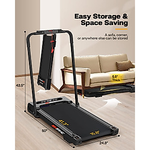 FYC Under Desk Treadmill - 2 in 1 Folding Treadmill Desk Workstation for Home 300LBS Weight Capacity, 3.5HP Free Installation Foldable Treadmill Compact Electric Running Machine for Office, Black