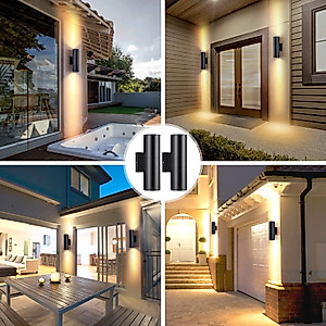 DAKAFUL Outdoor Wall Lights 2Pack, Integrated LED Cylinder Up Down 12W 2700K Modern Aluminum Light, Waterproof Exterior Light for Porch Patio Door