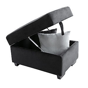 Merax Sleeper Sectional, L-Shape Corner Couch Sofa-Bed with Storage Ottoman, Black