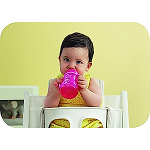 MAM Plastic Trainer Cup (1 Count), 8 oz. Trainer Drinking Cup with Extra-Soft Spout, Spill-Free Nipple, and Non-Slip Handles, for Girls 4+ Months, Designs May Vary