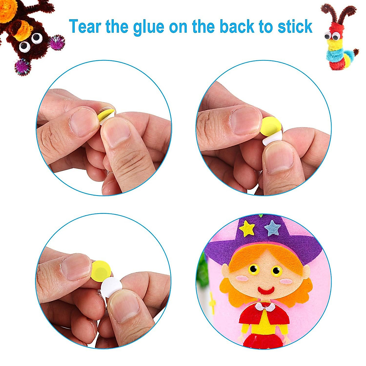 1000 Pcs Self Adhesive Googly Wiggle Eyes for DIY, Multi Colors and Sizes Craft Sticker Eyes