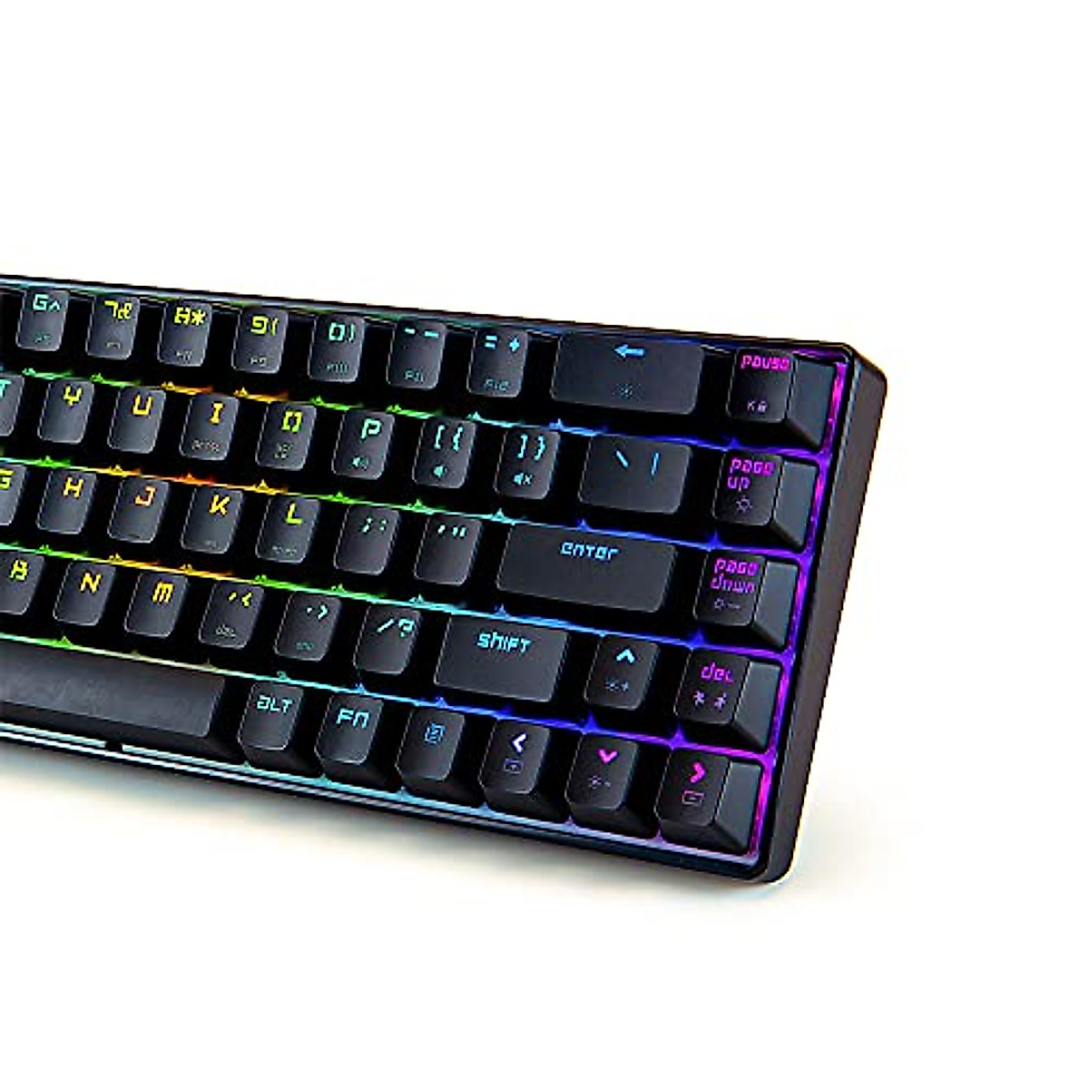 Wscoficey Gaming Office Keyboard RGB Backlight, Portable 68 Keys Ergonomic Design Metal Panel, Blue Switch Floating Key-caps for Windows PC Laptop Desktop