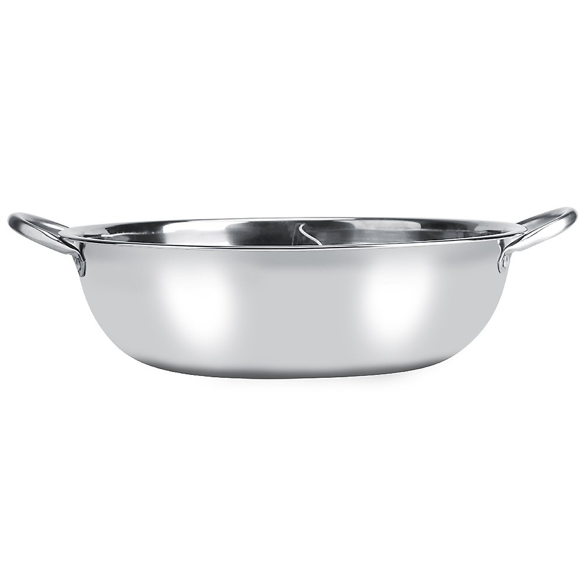 Hot Pot Stainless Steel, Hot Pot Separation Soup Cooking Pots 30/32/34cm Thick Stainless Steel Hot Pot Two Flavor Separation Induction Cooker Usable(34CM)