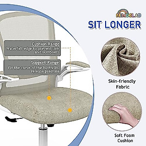 Mimoglad Home Office Chair, High Back Desk Chair, Ergonomic Mesh Computer Chair with Adjustable Lumbar Support and Thickened Seat Cushion (Modern, Beige)