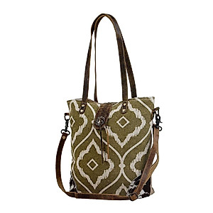 Myra Bag Aesthetic Shoulder Bag Upcycled Cotton & Leather S-2809