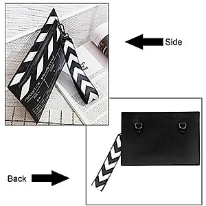 Novelty Evening Purse Envelope Wristlet Crossbody Shoulder Handbag for Women Girls Movie Film Cut Action Clapboard Clutch Black