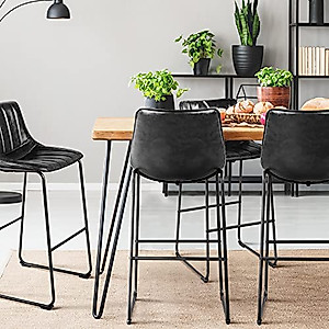 Yaheetech 30" PU Leather Dining Chairs Armless Chairs Indoor/Outdoor Kitchen Dining Room Chairs with Metal Legs Upholstered, Set of 2, Black