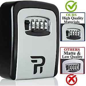 Key Lock Box for Outside - Rudy Run Wall Mount Lockbox for House Keys Outdoor - Combination Key Hiders to Hide a Key - Waterproof Key Safe Storage Lock Box