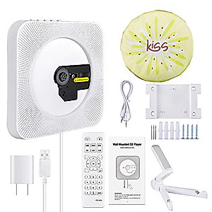 Portable CD Player with Bluetooth, Qoosea Wall Mountable CD Players Music Player Home Audio Boombox with Remote Control FM Radio Built-in HiFi Speakers LCD Display MP3 Headphone Jack AUX Input Output