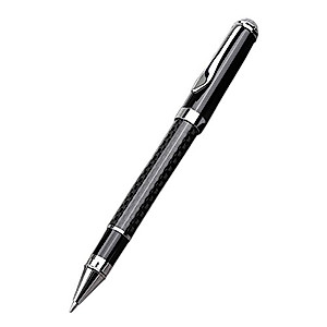 Business Ballpoint Pens Writing Set - Carbon Fiber Gel Pens Business Retractable Ballpoint Pen Smooth Writing Black Ink for Personal Signature, Office, Calligraphy, Executive Business Use-Pack of 2
