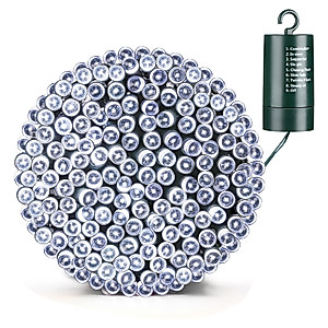 iBaycon Battery Christmas Lights, 66ft 200 LED Battery Operated String Lights Waterproof 8 Modes & Auto Timer for Christmas Trees, Home, Garden, Party and Holiday Decoration (White)
