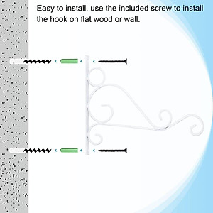 Tool parts 4pcs Iron Wall Hooks Bracket 250mmx205mmx16mm for Hanging Lanterns White