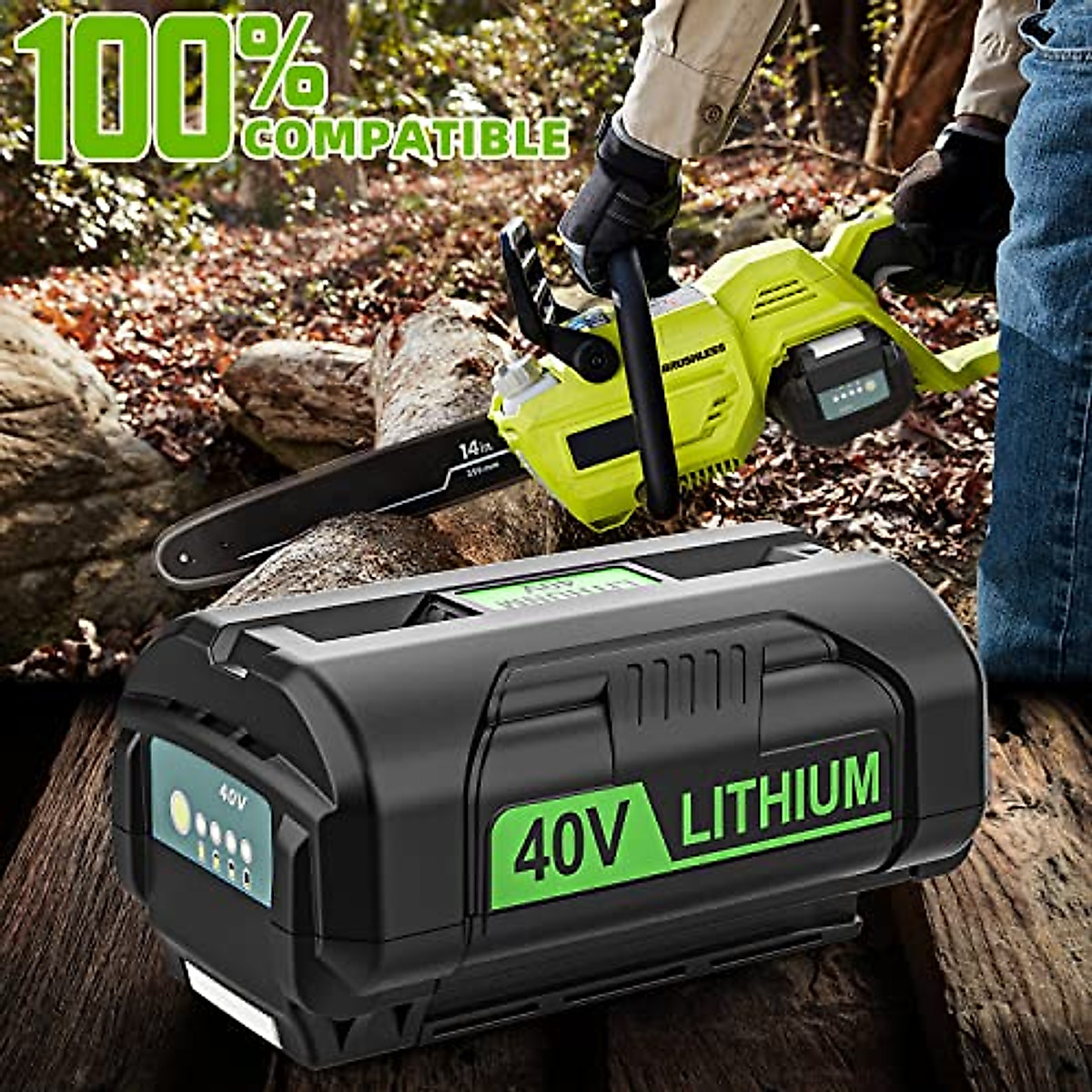 AYTXTG 40V 6.5Ah Lithium-ion Battery for Ryobi 40V Volt Battery Cordless Tools OP4040 OP4026 OP4030 OP4050 OP4060A Ryobi 40V Battery with Ryobi 40v Charger OP401