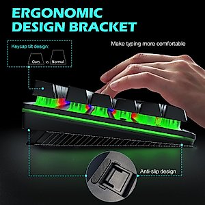 TNBIU Gaming Keyboard, 105-Key Wired Membrane Keyboard, Rainbow LED Backlit Keyboard, Floating Keycap Design, Aluminum Alloy Panel, Stylish Appearance Design, Suitable for Desktop, Computer, PC