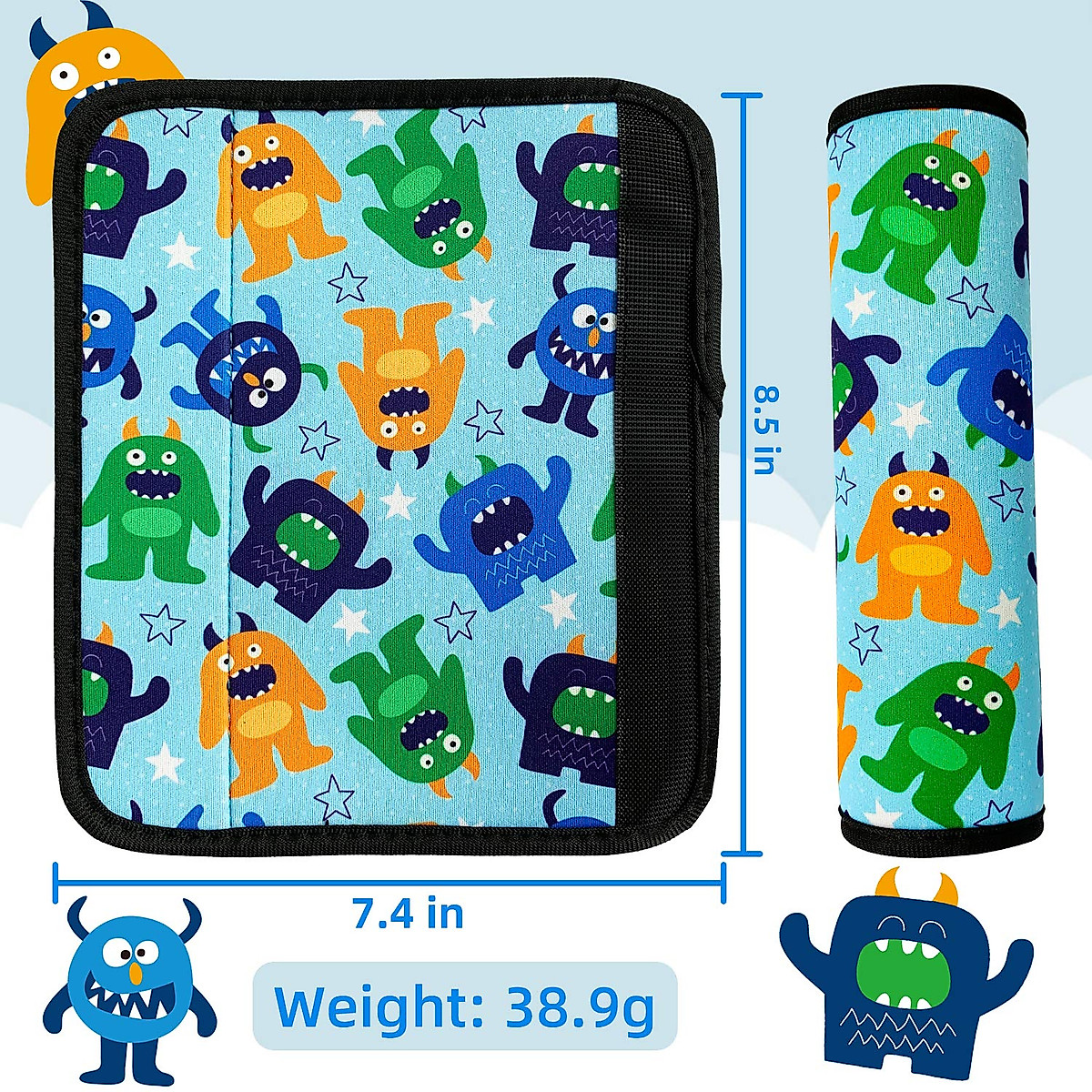 Car Seat Straps Shoulder Pad for Kids, Seat Belt Pad, Seat Belt Cover for Kids, Kids’ Seatbelt Padding, Soft Comfort Seat Belt Cushion, Shoulder Strap Pad, Car Accessories for Boys, One Piece