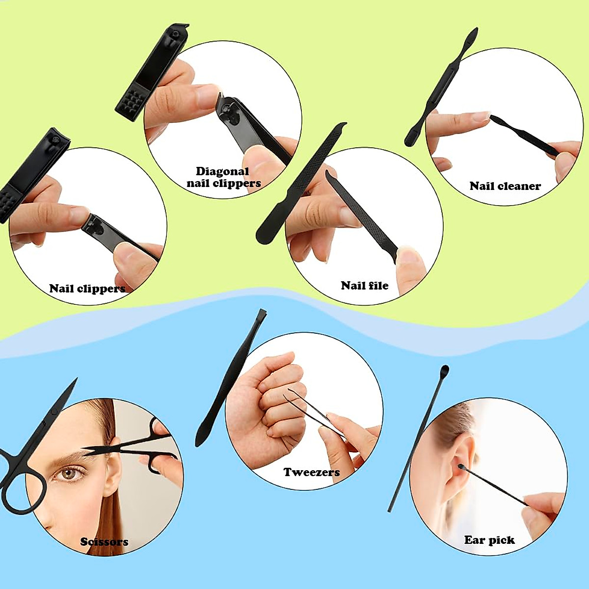 Fathers Day Manicure Set Nail Clippers Nail Tools Pedicure Supplies Nail Clippers for Women Men Manicure Kit Fingernail Toenail Clippers 8 in 1 Manicure Tools Black with Leather Travel Case