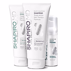 Shapiro MD Natural Hair Kit for Thicker, Fuller, Healthier Looking Hair - Including Shampoo, Conditioner, and Leave-In Daily Foam (1 Month Supply)