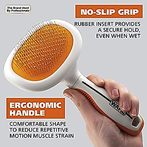 Wahl Premium Patented Dual Level Sensitive Skin Pet Slicker – Ergonomic handle makes Deshedding, Grooming and Brushing Comfortable for you and your Dog or Cat - 858500