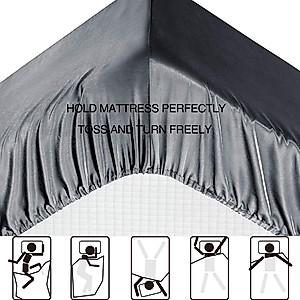 Satin Bed Sheets Full Size Sheet Sets, Grey Silk Sheets, 4 - Pieces Soft Bedding Set with 1 Deep Pocket Fitted Sheet,1 Flat Sheet,2 Pillowcase