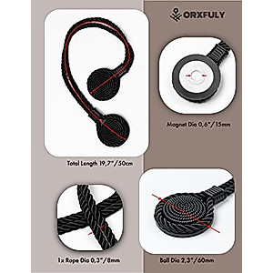 Magnetic Curtain Tiebacks - Modern Unique Upgraded Design 2023 Elegant Twisted Polyester Rope with Strong Magnets Decorative Holdbacks for Window Drapes & Curtains ORXFULY (Black, 2) (ck-041)