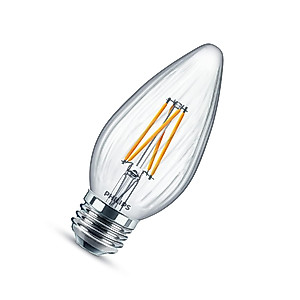 Philips LED Clear Dimmable, Warm Glow Effect F15 Filament Light Bulb - EyeComfort Flicker Free - 5.5W = 60W - 500 Lumen - Soft White (2700K) - E26 Base - Indoor