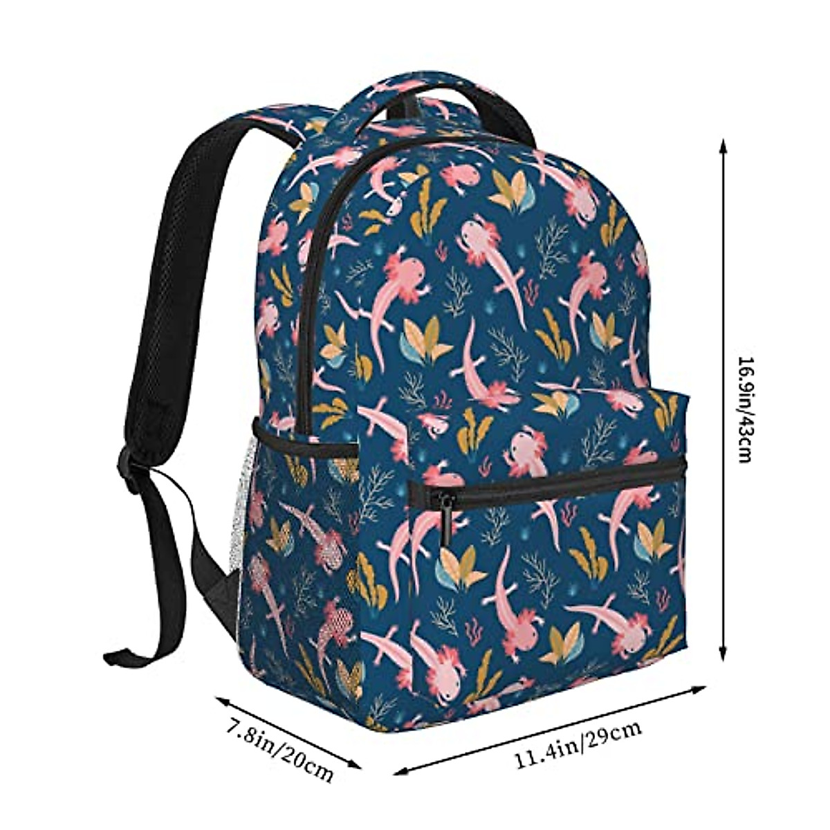 Cute Axolotl Backpack 17 Inch, Laptop Backpack Lightweight Backpack Casual Daypack With Adjustable Straps.Axolotl