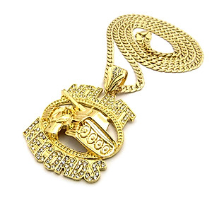 New Iced Out No Limit Records Pendant Dia-Cut Cuban Chain Necklace XZP25CDC (Gold)