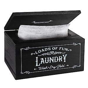 MINCORD Dryer Sheet Holder, Wooden Dispenser with Hinged Lid for Fabric Softener Sheets, Rustic Container Storage Box, Farmhouse Laundry Sheet Dispenser for Laundry Room Decor