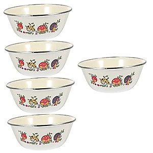 Luxshiny 10 Pcs Salad Bowl Large Decorative Bowl Metal Container with Lid Salad Bowls with Lids Breakfast Bowl Salad Serving Bowl Wash Basin and Iron Enamel Lard Basins Lard Storage Basins