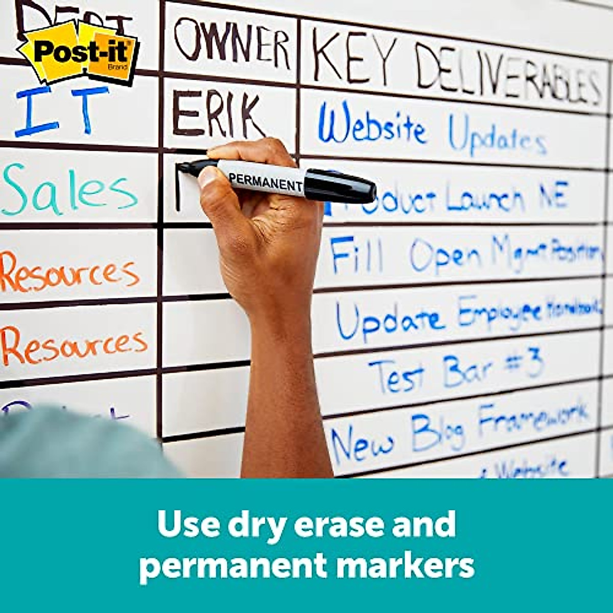Post-it Flex Write Surface, Permanent Marker Wipes Away with Water, 50ft x 4ft, White Dry Erase Whiteboard Film (FWS50X4)