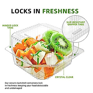 100 Pcs Clear Plastic Hinged Take Out Containers Disposable Clamshell Food Cake Containers with Lids 5.3 x 4.7 x 2.8 inch for Dessert, Cakes, Cookies, Salads, Pasta, Sandwiches