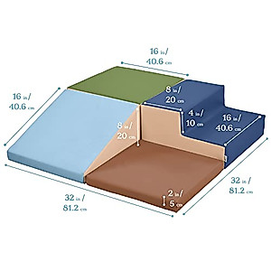 ECR4Kids SoftZone Junior Little Me Corner Climber, Beginner Playset, Earthtone, 4-Piece