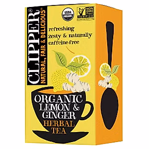 Clipper Tea, Lemon & Ginger, Organic Tea with Ginger Root and Lemongrass, Plant Based Herbal Tea, Caffeine-Free British Tea, 1 Pack, 20 Unbleached Tea Bags