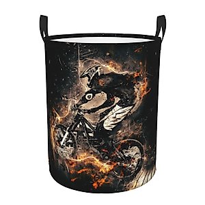FOISIIAEA Extreme Sports Dirt Bike Laundry Basket Waterproof Oxford Cloth Organizer Basket Collapsible Clothes Hamper with Handle Toy Gift Bin Baskets