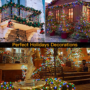 Ollny Christmas Lights 400LED 132FT, Plug-in Outside Tree Lights with Timer and 8 Modes, Remote Control Waterproof Dimmable Outdoor String Lights for House Yard Patio Xmas Decorations (Multicolored)