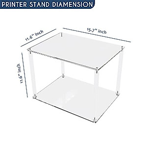 CRYSFLOA Acrylic Printer Stand 2 Tier Storage Shelves Desktop Stand for Printer Home Office Desk Organizer Printer Shelf Book Storage Desktop Shelf for Work Kitchen Storage Shelves 15.7'' x 11.6''