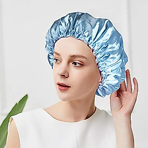 SMILCO 4 Pack Shower Caps, Double Waterproof Layers Reusable Bath Caps for Women Hair Protection