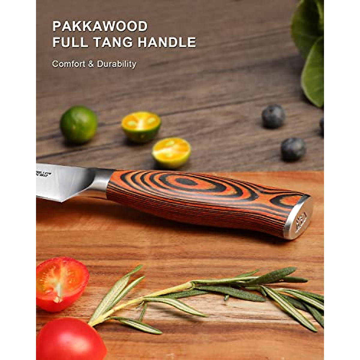 TUO Utility Knife, Small Kitchen Knife, 5 inch Paring Knife High Carbon German Stainless Steel Cutlery with Ergonomic Pakkawood Handle