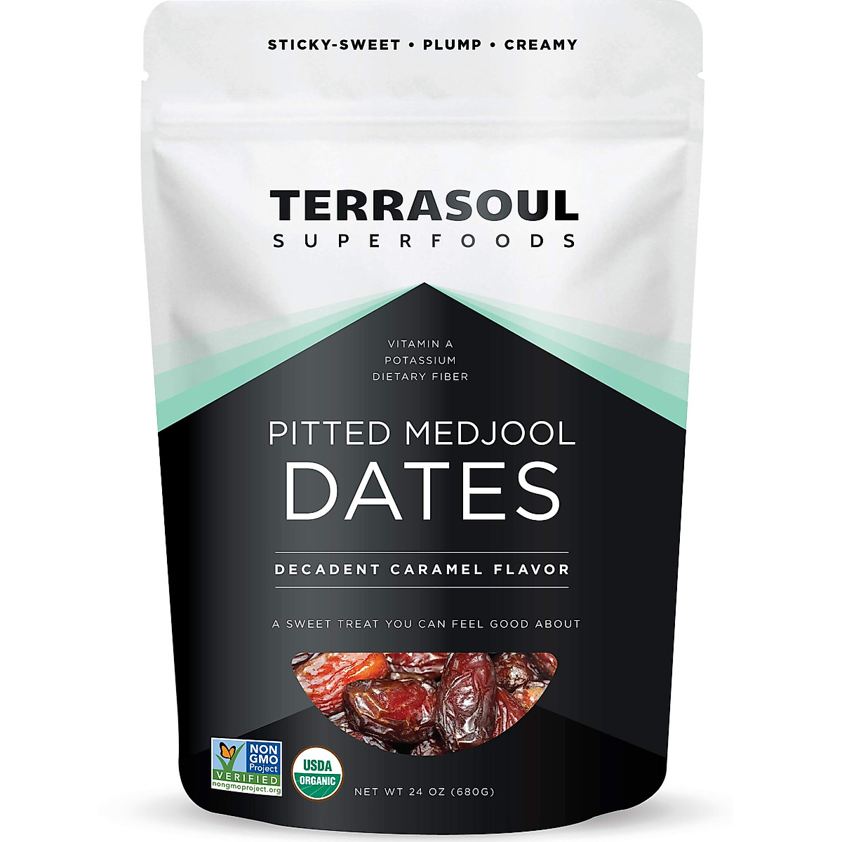 Terrasoul Superfoods Organic Pitted Medjool Dates, 1.5 Lbs - Pits Removed | Soft Chewy Texture | Sweet Caramel Taste