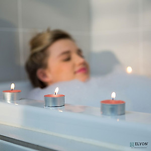 Elyon 96 Apple Cinnamon Scented Red Wax Tealight Candles in Tin Holder, Pleasant Fragrance 4 Hour Burn-Time