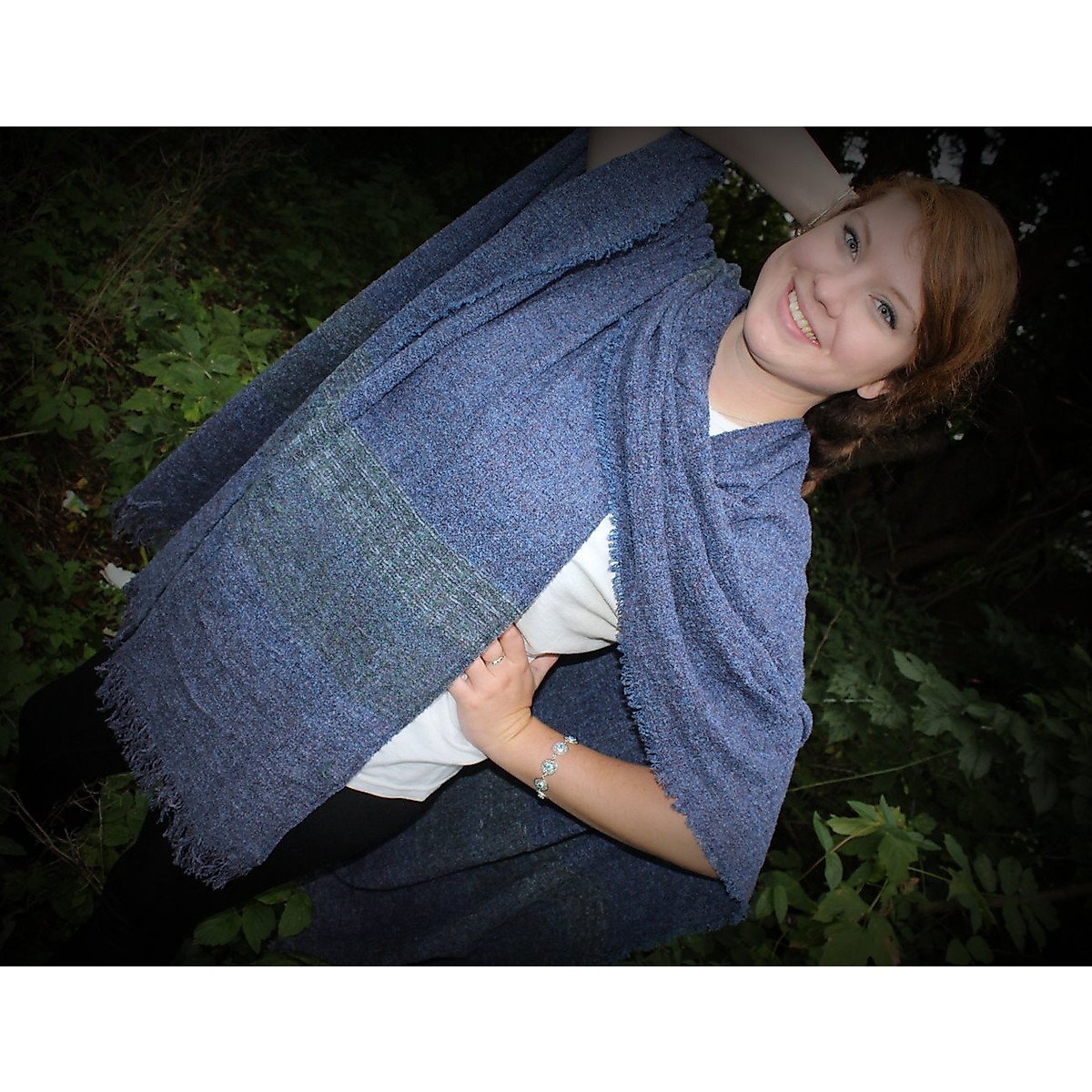 Biddy Murphy Irish 100% Soft Lambswool Pashmina Shawl & Wrap for Women, Mountain Blue