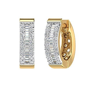 1/4 Carat Diamond Hoop & Huggies Earrings in 10K Yellow Gold