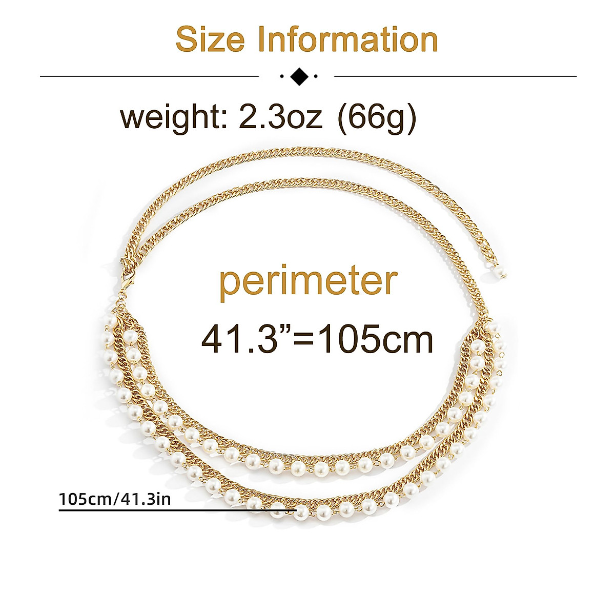 MODRSA Gold Chain Belt Gold Chain Belts for Women Gold Belt Chain Plus Size Womens Belts for Dress Layered Gold Chain Belt for Women Pearl Waist Chain