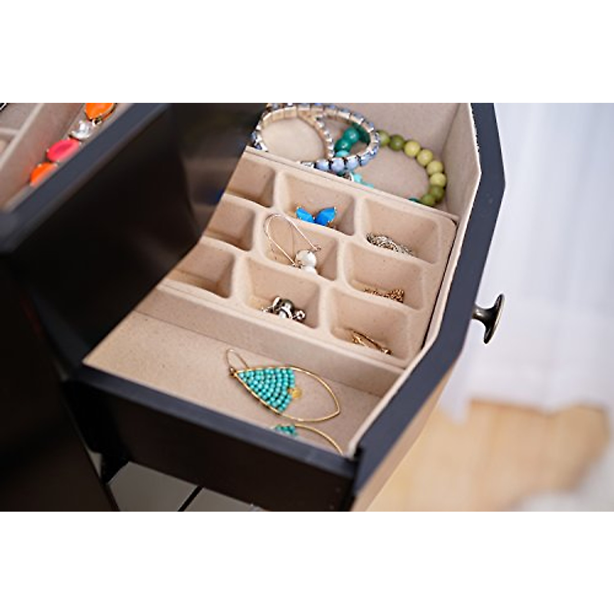 Alveare Home Louisa Locking Jewelry Armoire, Black