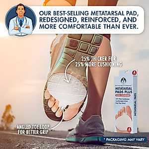 Dr. Frederick's Original Metatarsal Pads Plus - 4pcs - Forefoot Pain Relief - Ball of Foot Pads - Foot Pain Relief Cushion - for Women & Men